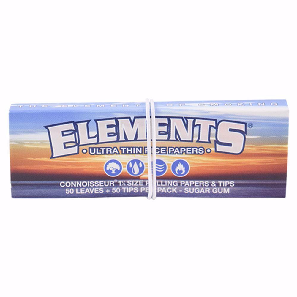 ELEMENT'S 1 1/4 SIZE CONNOISSEUR ULTRA THIN RICE ROLLING PAPERS + TIPS | Rolling Ace