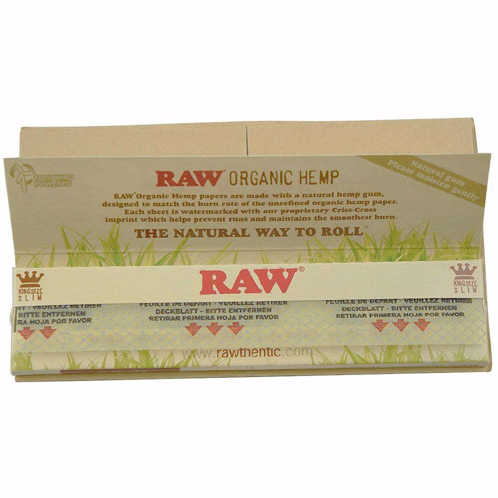 Raw King Size Slim Organic Hemp Connoisseur • Rolling Papers Tips